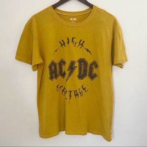 AC/DC | Tops | Nwot Acdc Yellow Distressed Glitter Band Tee | Poshmark